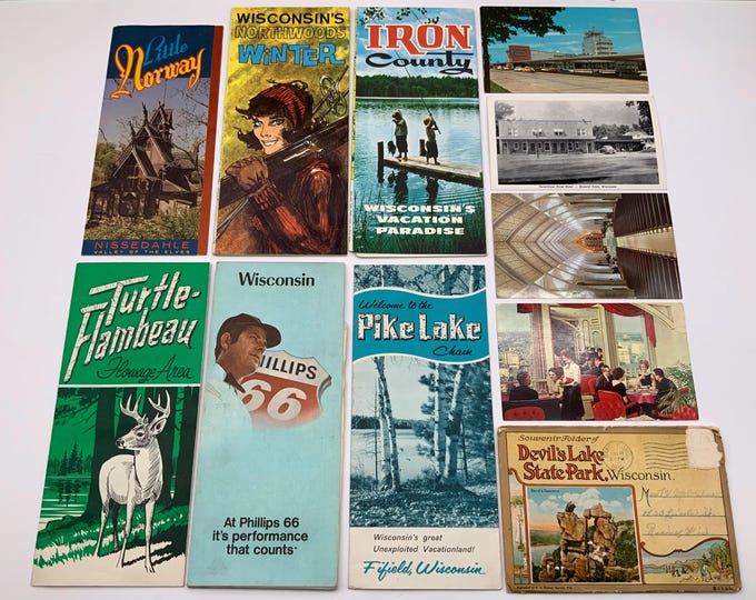 1960s Wisconsin Tourist Souvenir Bundle Maps Pamphlets Postcards 11 Pcs ...