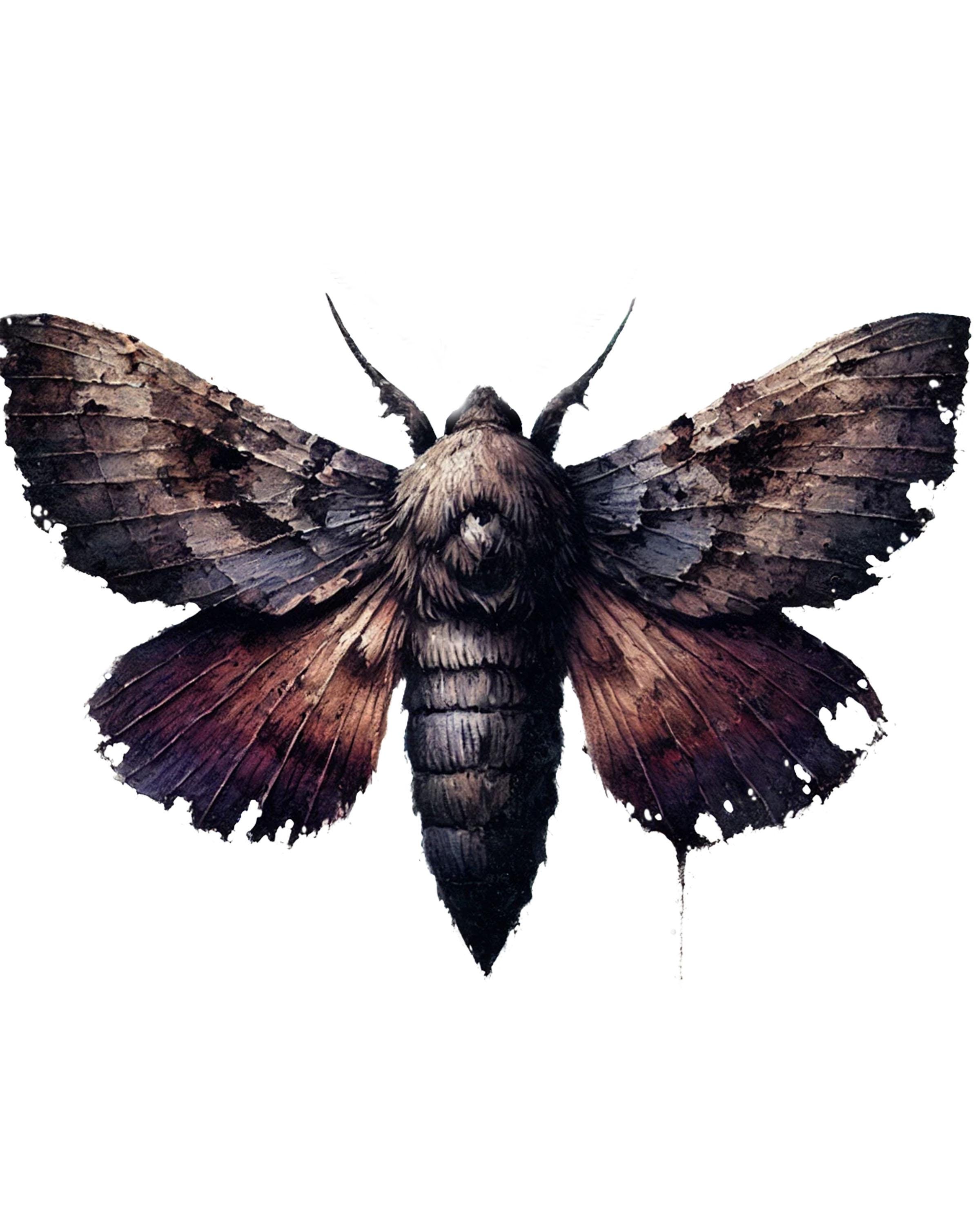 Moody Moth Watercolor Clipart Dark Eerie Moth Designs Decayed Gothic ...