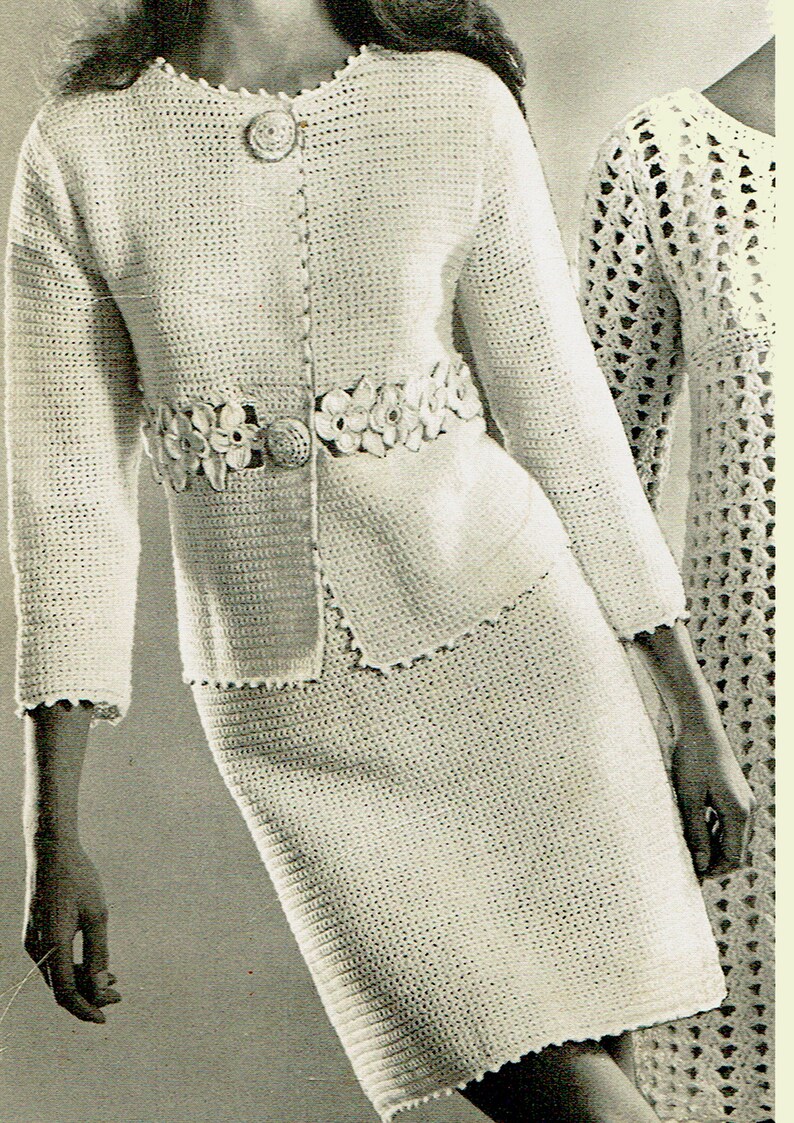 PDF Vintage Womens Ladies MOD Dress Suit Crochet Pattern, Jacket ...