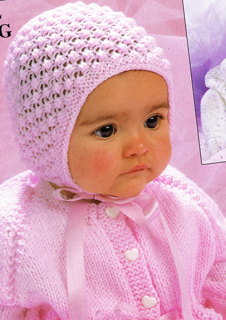 Pdf Baby Girl 'PRETTY-IN-PINK' Knitting Pattern Pram Set Matinee Coat ...