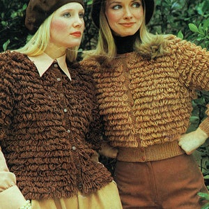 PDF Vintage Womens Ladies Loopy Stitch Jackets Knitting Pattern 1970s ...
