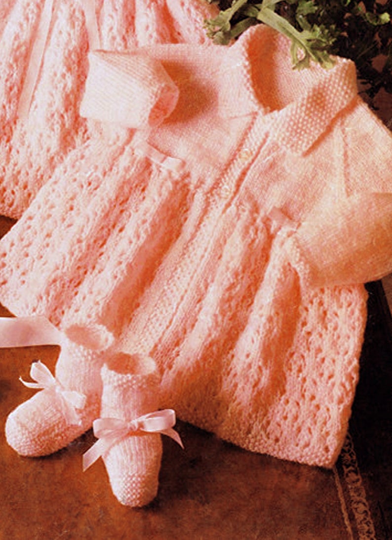 PDF Vintage Pretty Baby Girl PINK Pram Set Knititng Pattern Marriner ...