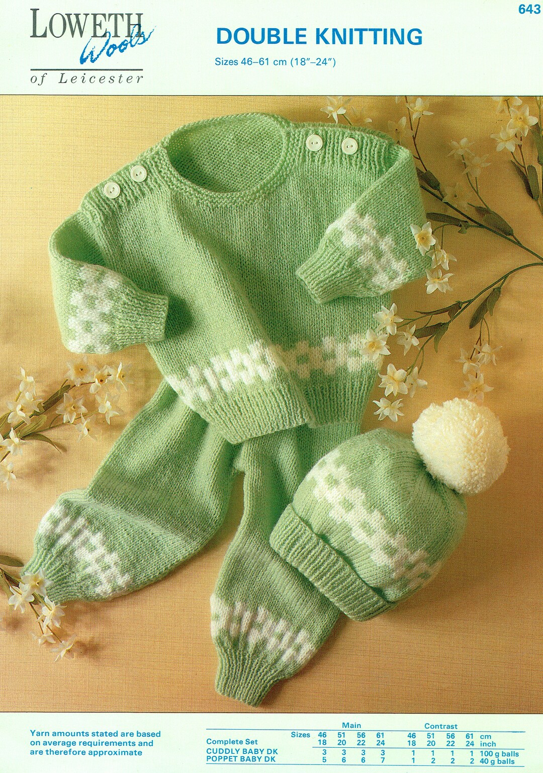 PDF Baby Pram Set Knitting Pattern, Toddler, Leggings, Pull Ups, Bobble ...