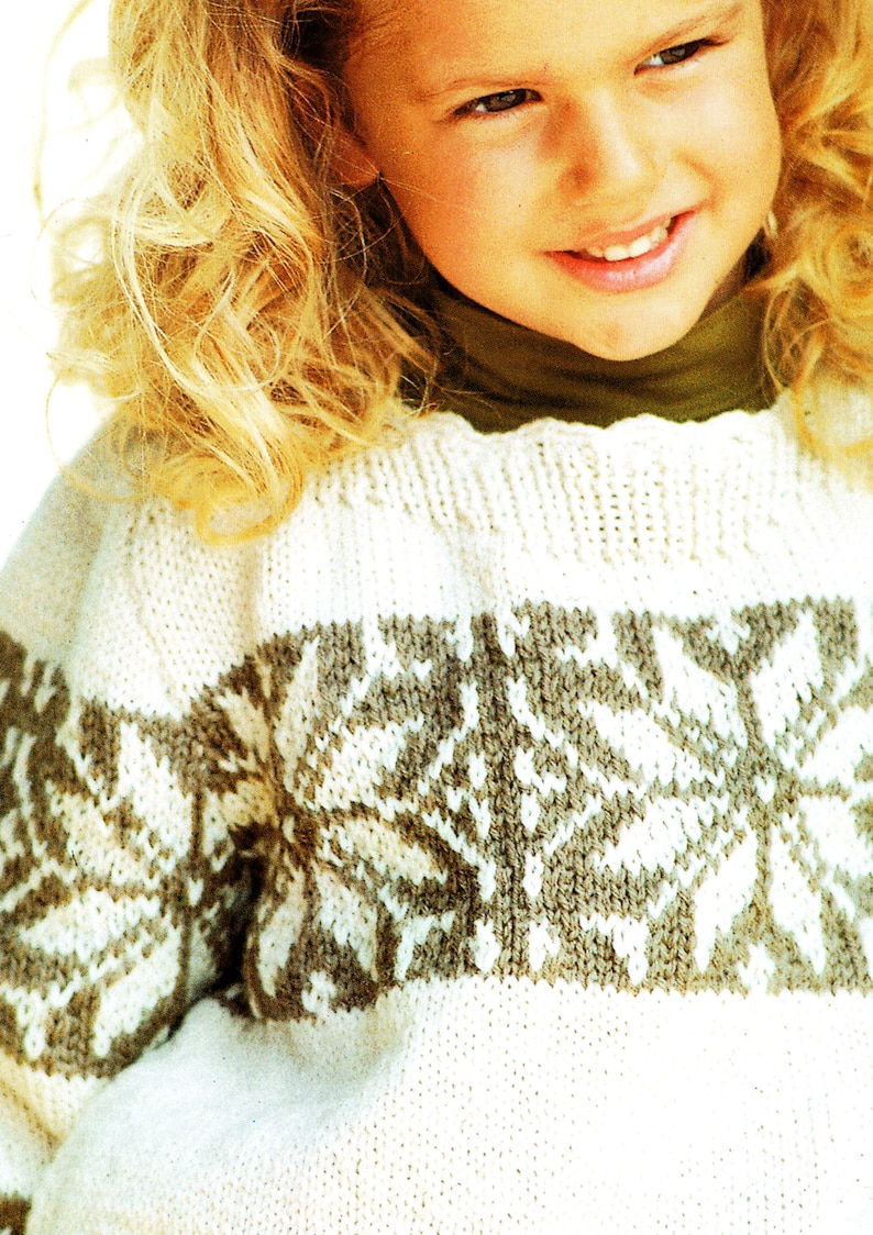Pretty Girl Snowflake Jumper Knitting Pattern, Scandinavian Baby ...