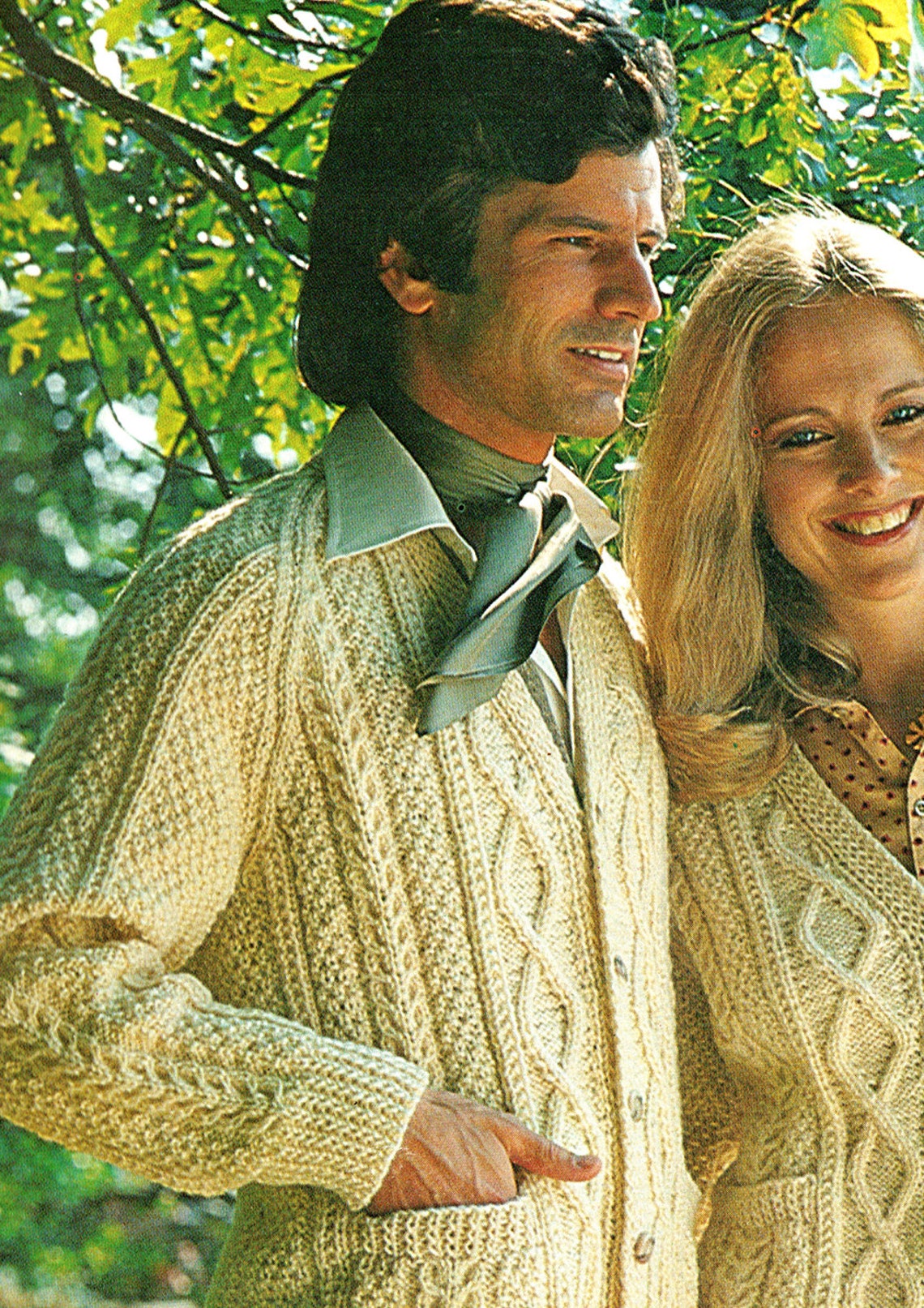 PDF Vintage 1970s Womens Ladies ARAN Cardigans Knitting Pattern Larger ...