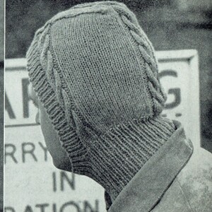 PDF Vintage 1950s Knitting Pattern Mens Helmet Balaclava P & B Patons ...