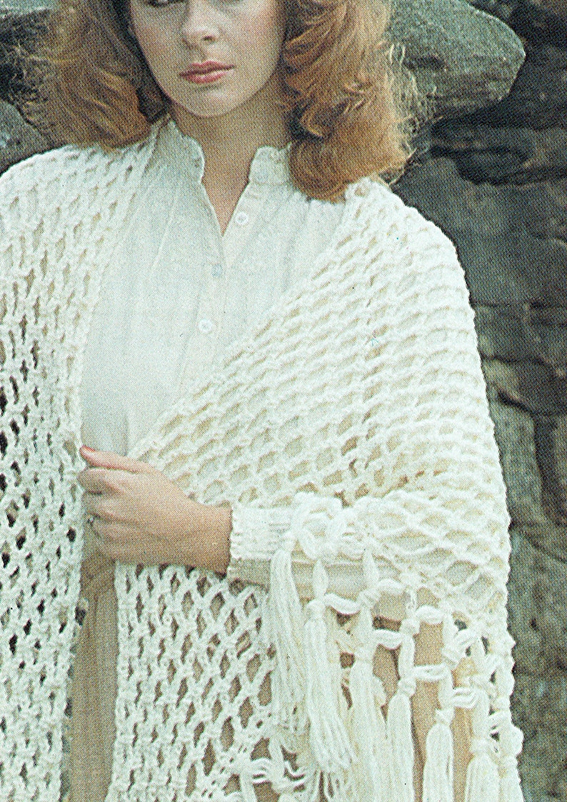 PDF Vintage Womens Ladies Romantic Fringe Shawl Irish Crochet Pattern ...