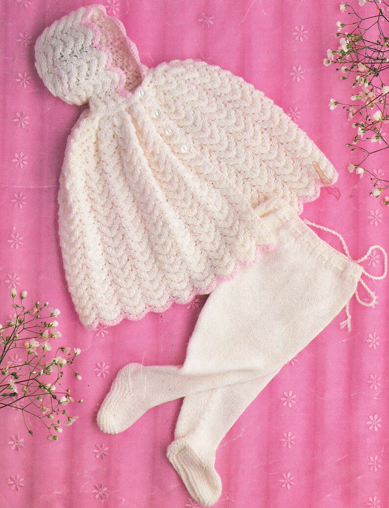PDF Vintage Baby Knitting Pattern Christening Cape Cloak Pixie | Etsy