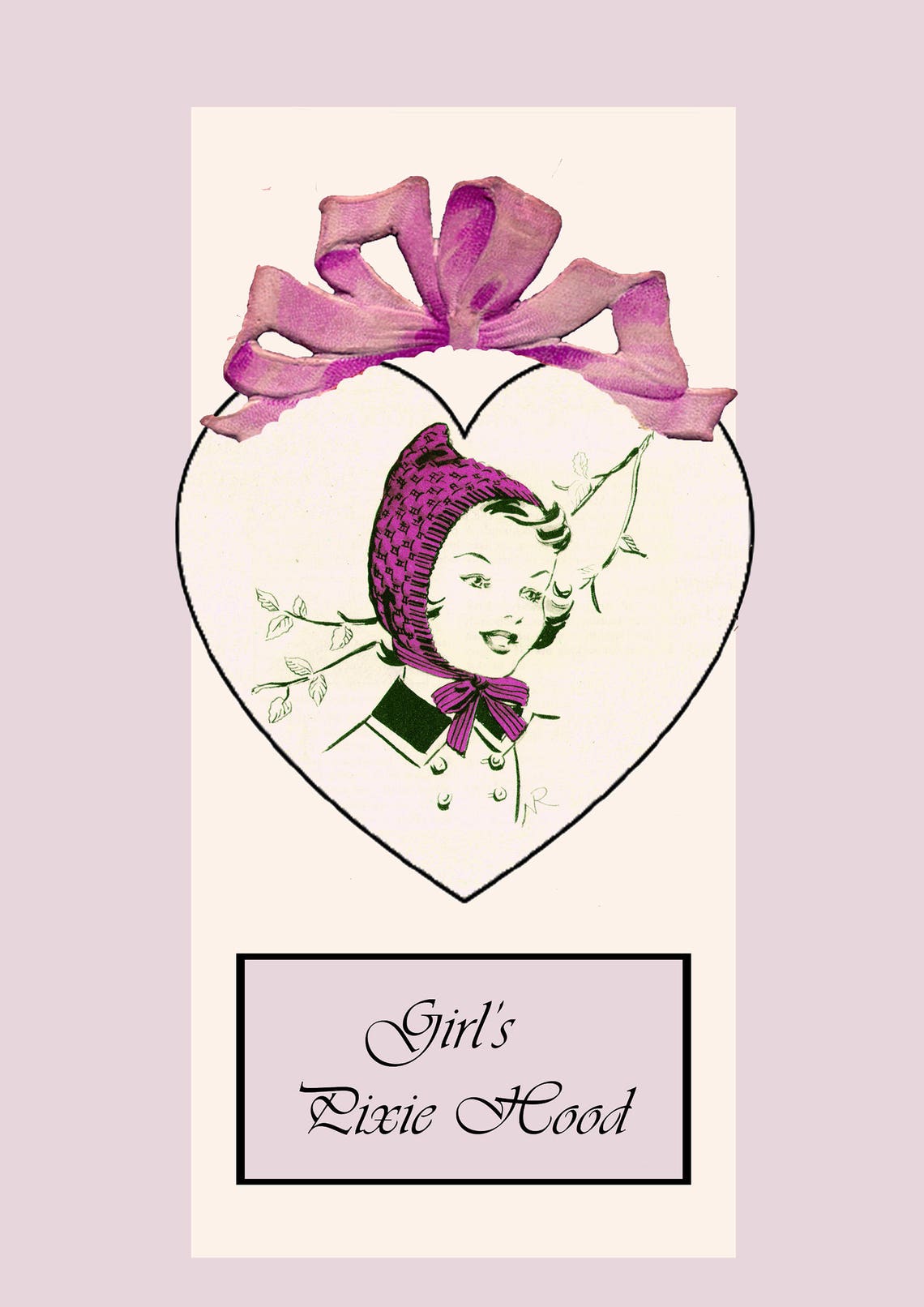 PDF Vintage Easy Girl Pixie Hood Bonnet Hat Knitting Pattern Red Riding ...