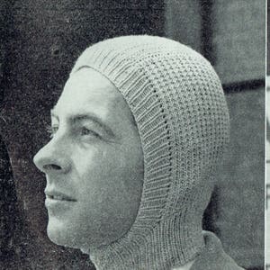 PDF Vintage 1950s Knitting Pattern Mens Helmet Balaclava P & B Patons ...