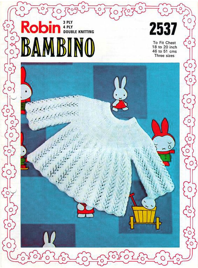 PDF Vintage Baby Girl Knitting Pattern Dress Angel Top Lacy Yoke Robin ...