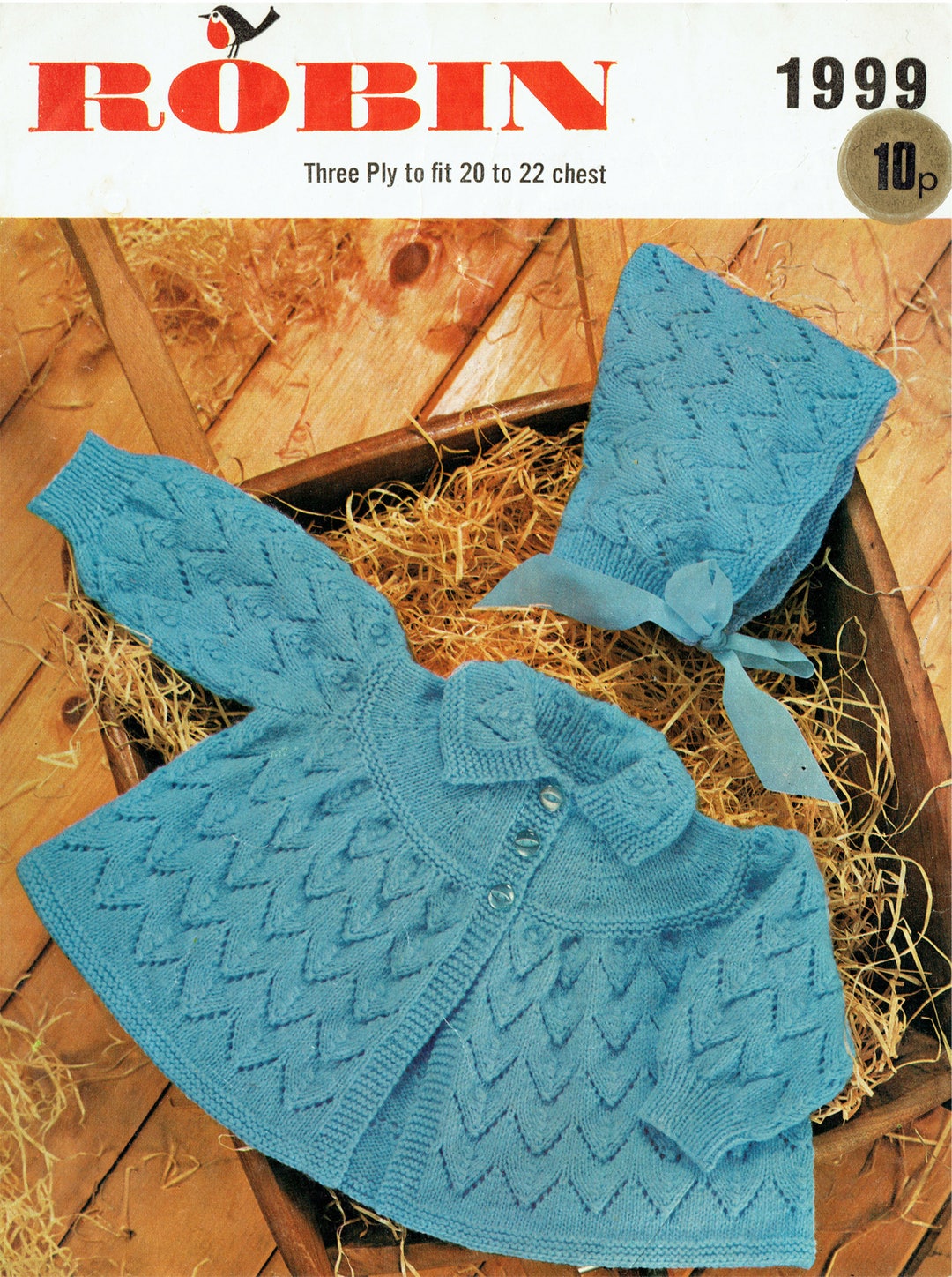 PDF Vintage Baby Knitting Pattern Robin 1999 Bambino Matinee Bonnet ...