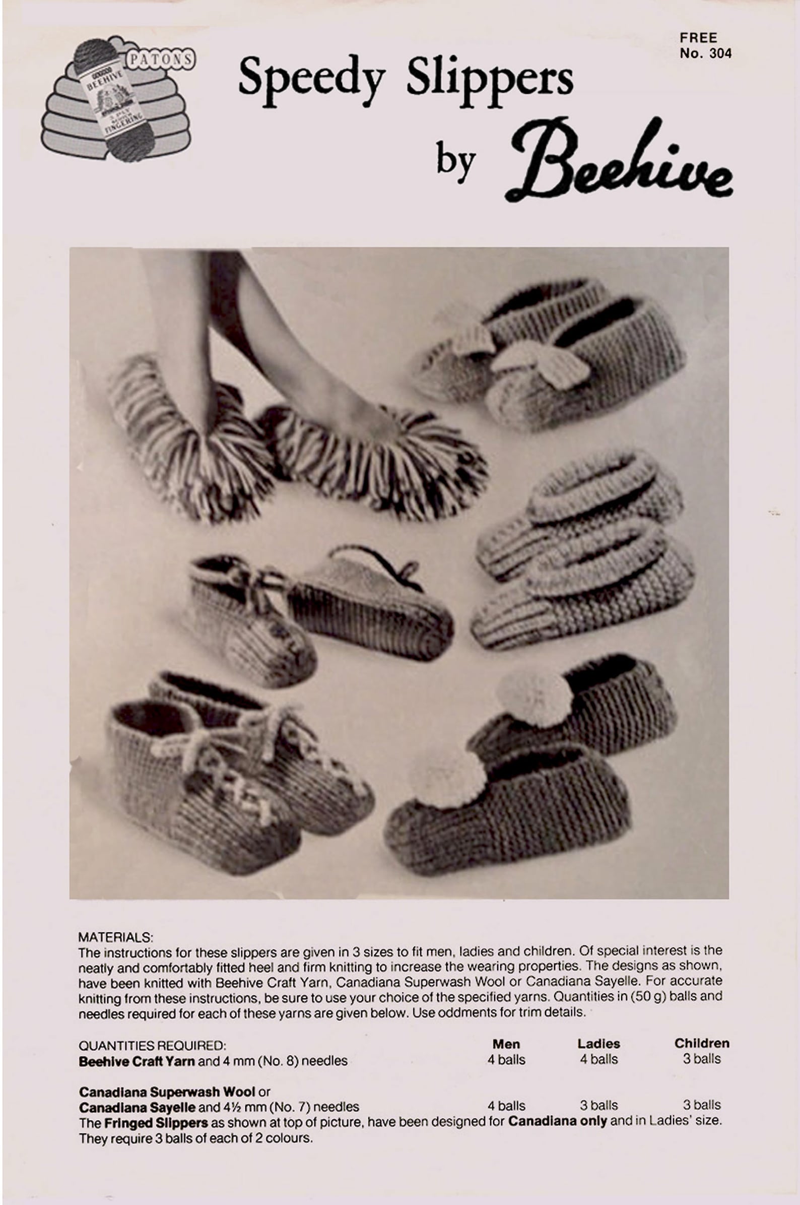 PDF Canadiana SPEEDY Bed Slippers Knitting Pattern, Vintage 1950s ...