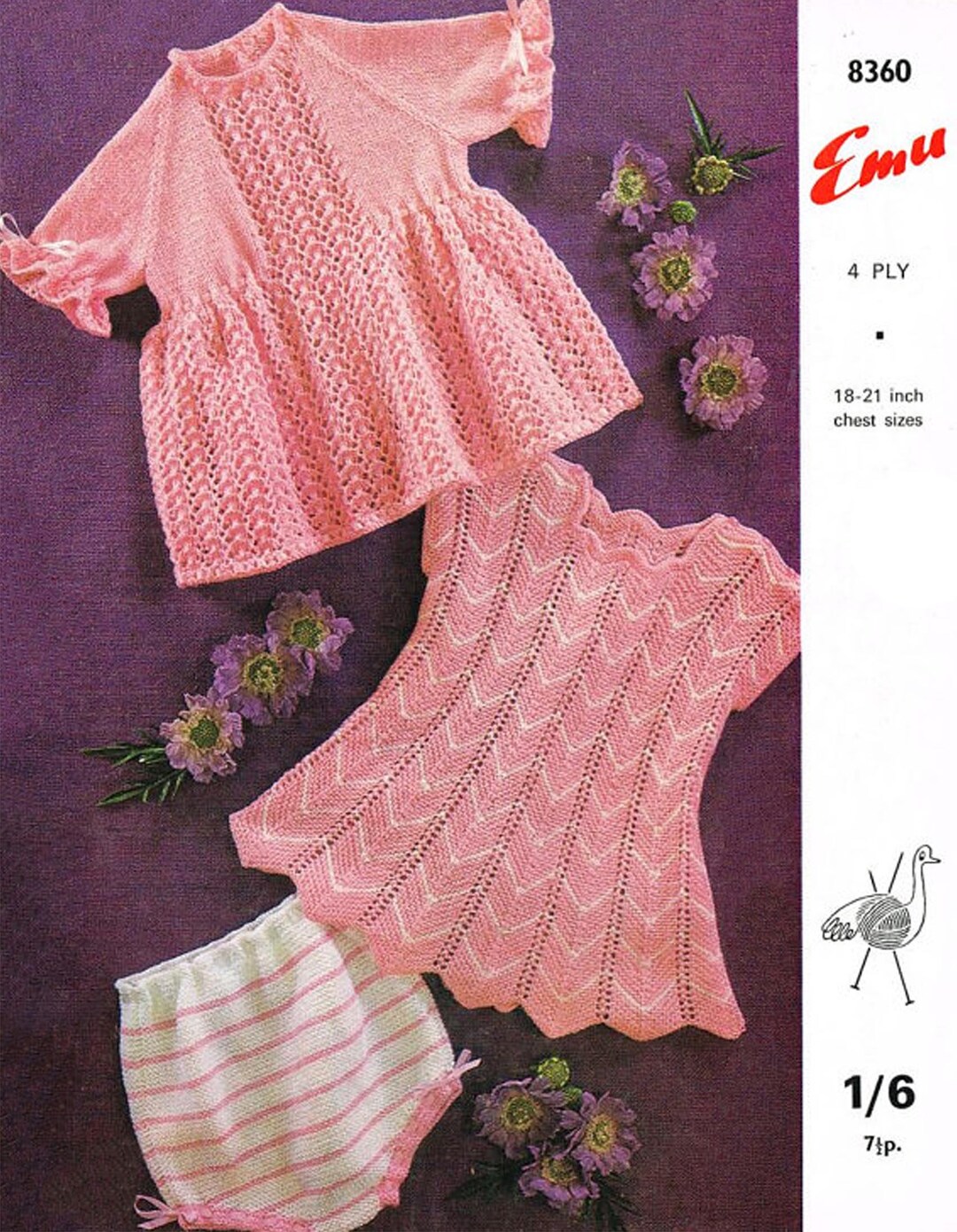 PDF Vintage Baby Dress Knitting Pattern Emu 8360 Dress Angel Dress Baby ...