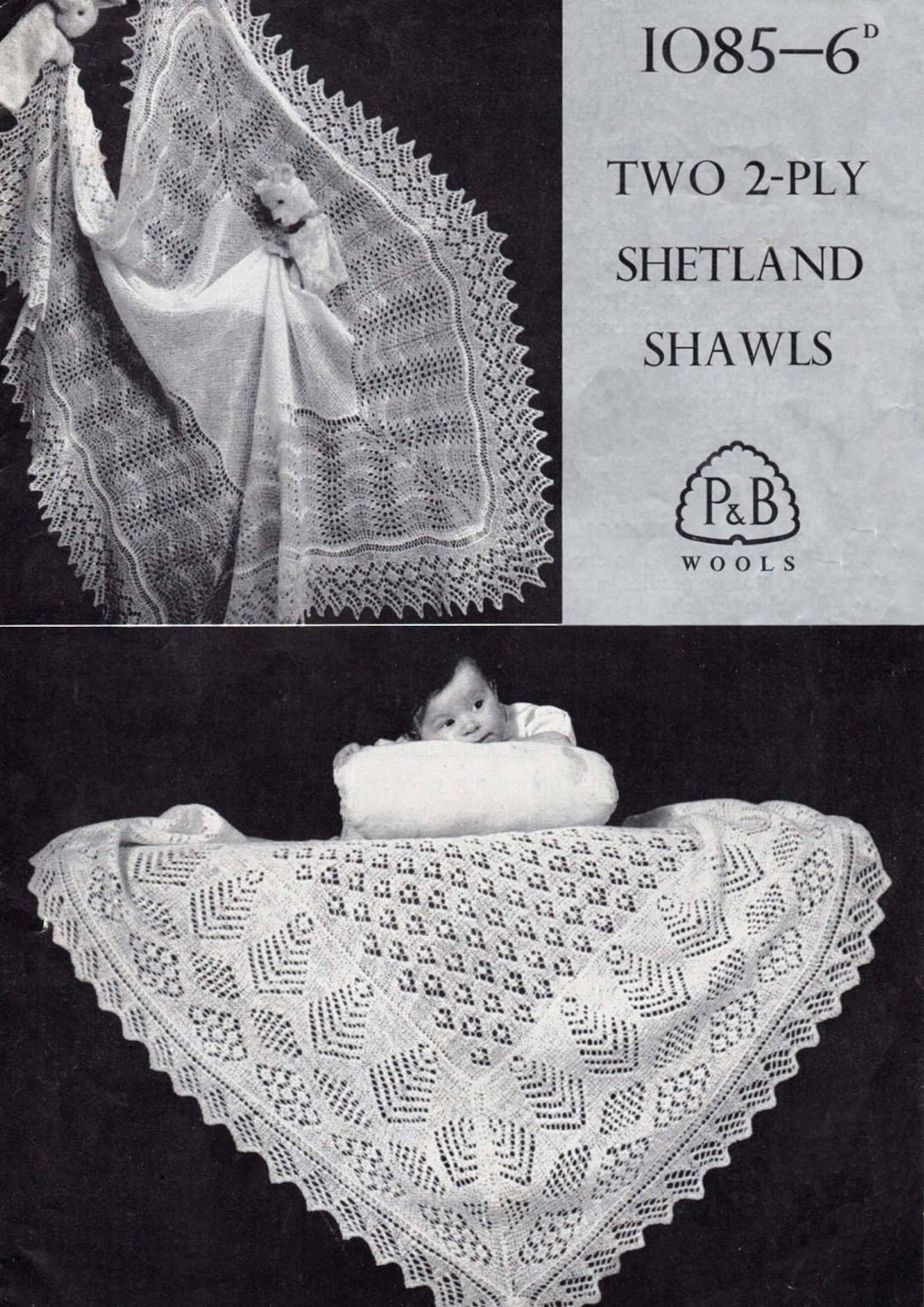 PDF Vintage Heirloom Baby Shawl Knitting Pattern 1940s P & B 1085 ...