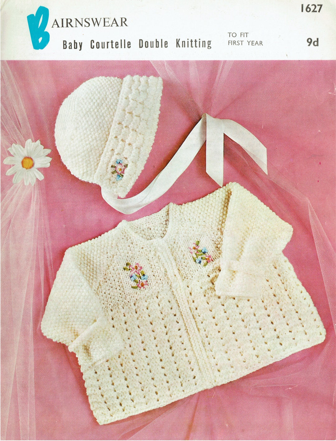 PDF Vintage Baby Knitting Pattern Matinee Bonnet Pram Set Lace Lacy ...