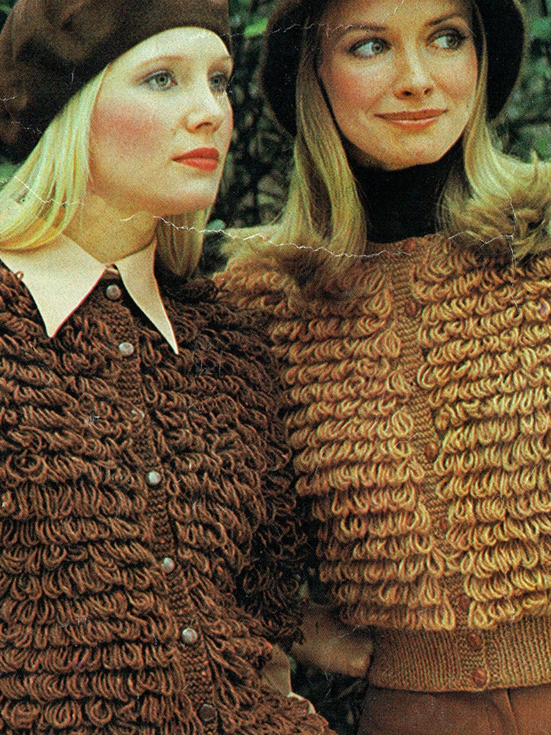 PDF Vintage Womens Ladies Loopy Stitch Jackets Knitting Pattern 1970s ...