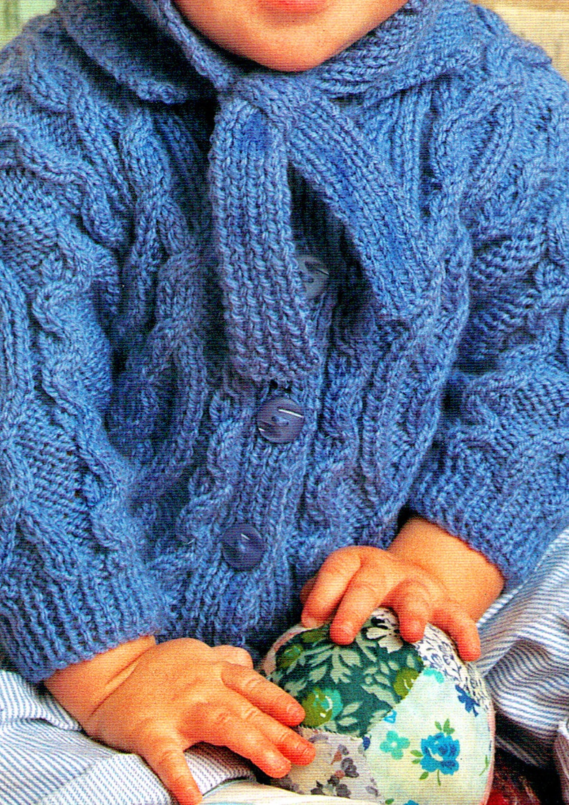 PDF Baby Boy Blue Aran Knitting Pattern Pram Set Cardigan & | Etsy UK