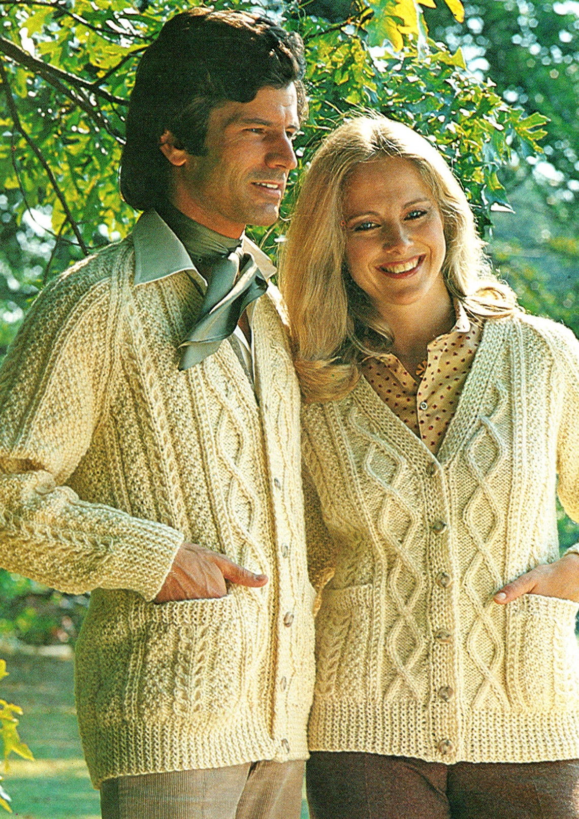 PDF Vintage 1970s Womens Ladies ARAN Cardigans Knitting Pattern Larger ...