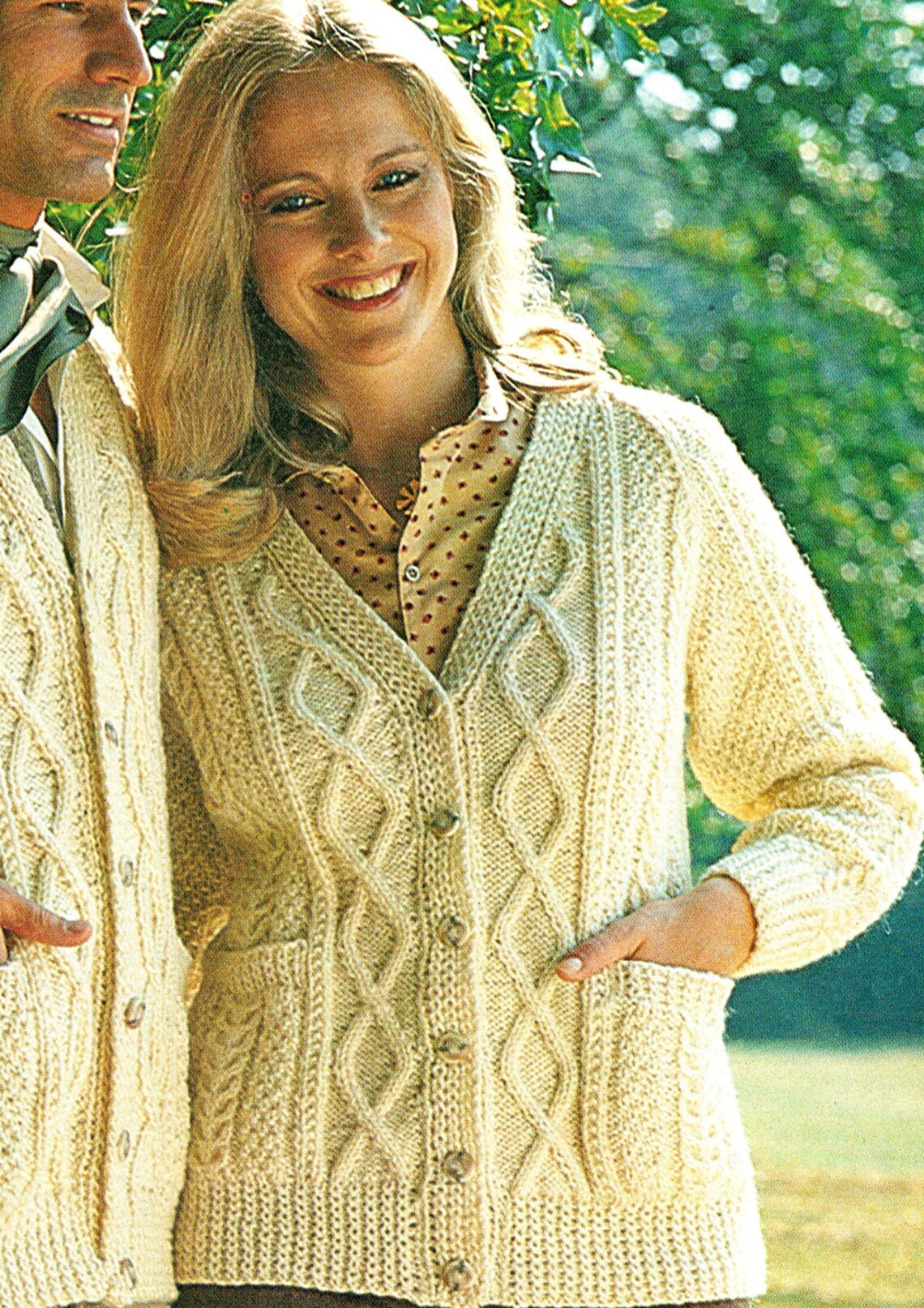 PDF Vintage 1970s Womens Ladies ARAN Cardigans Knitting Pattern Larger ...