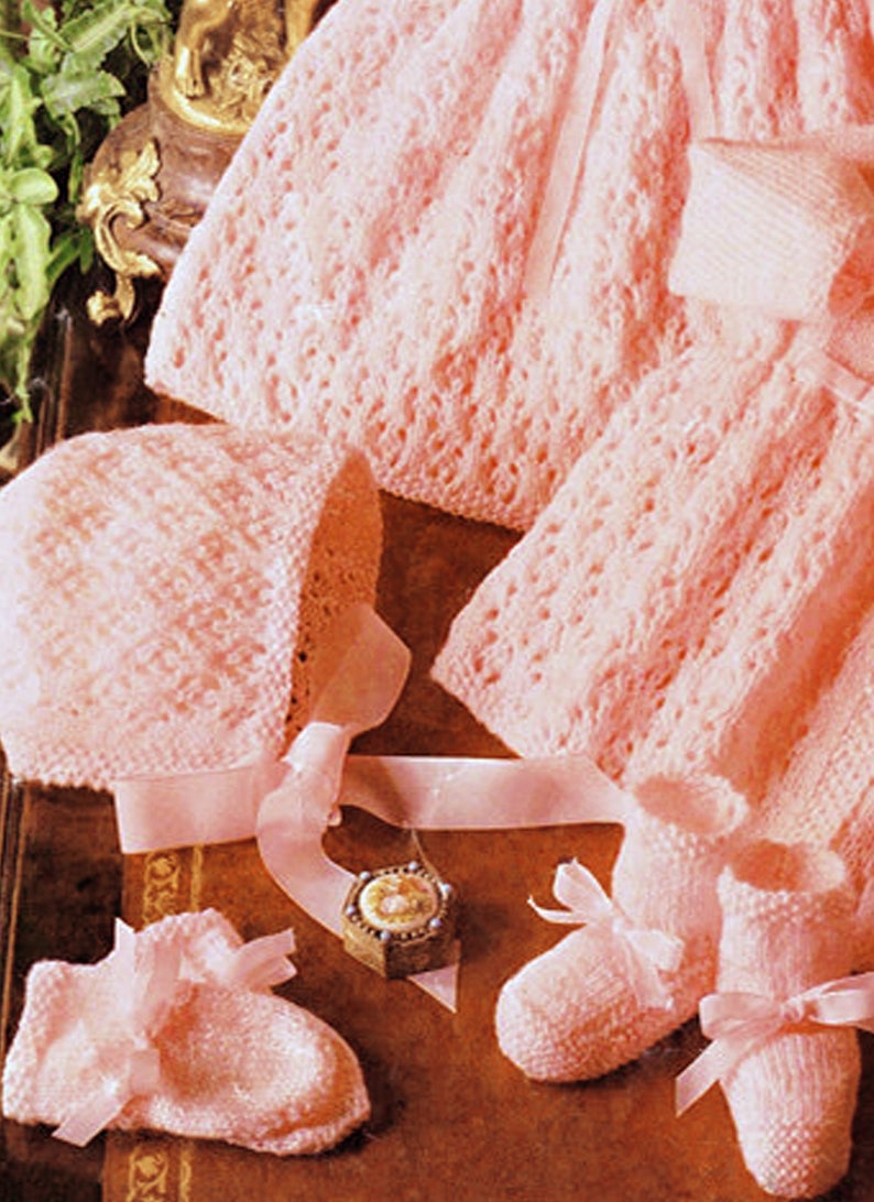 PDF Vintage Pretty Baby Girl PINK Pram Set Knititng Pattern Marriner ...