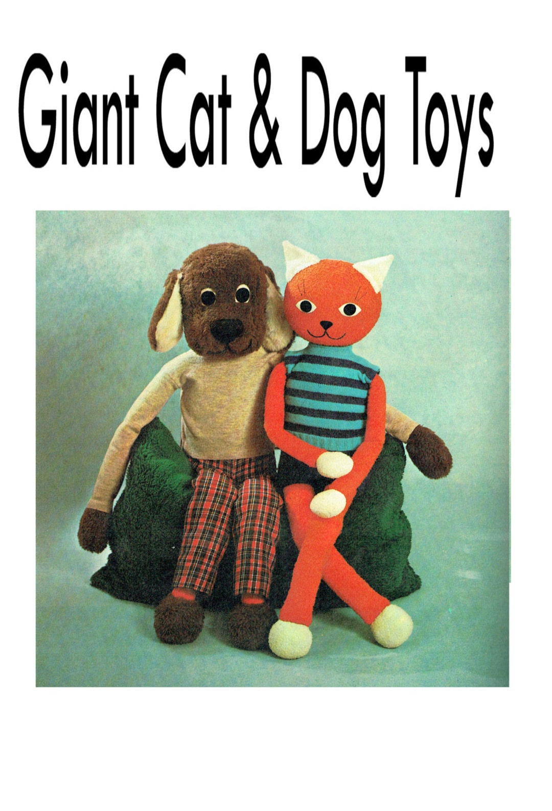 PDF Vintage 1970s Rag Doll Sewing Pattern, Novel 'cat & Dog' Giant Toy ...