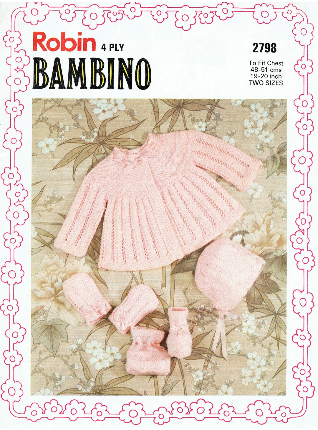 PDF Vintage Baby Girl Knitting Pattern Robin 2798 Bambino Matinee ...