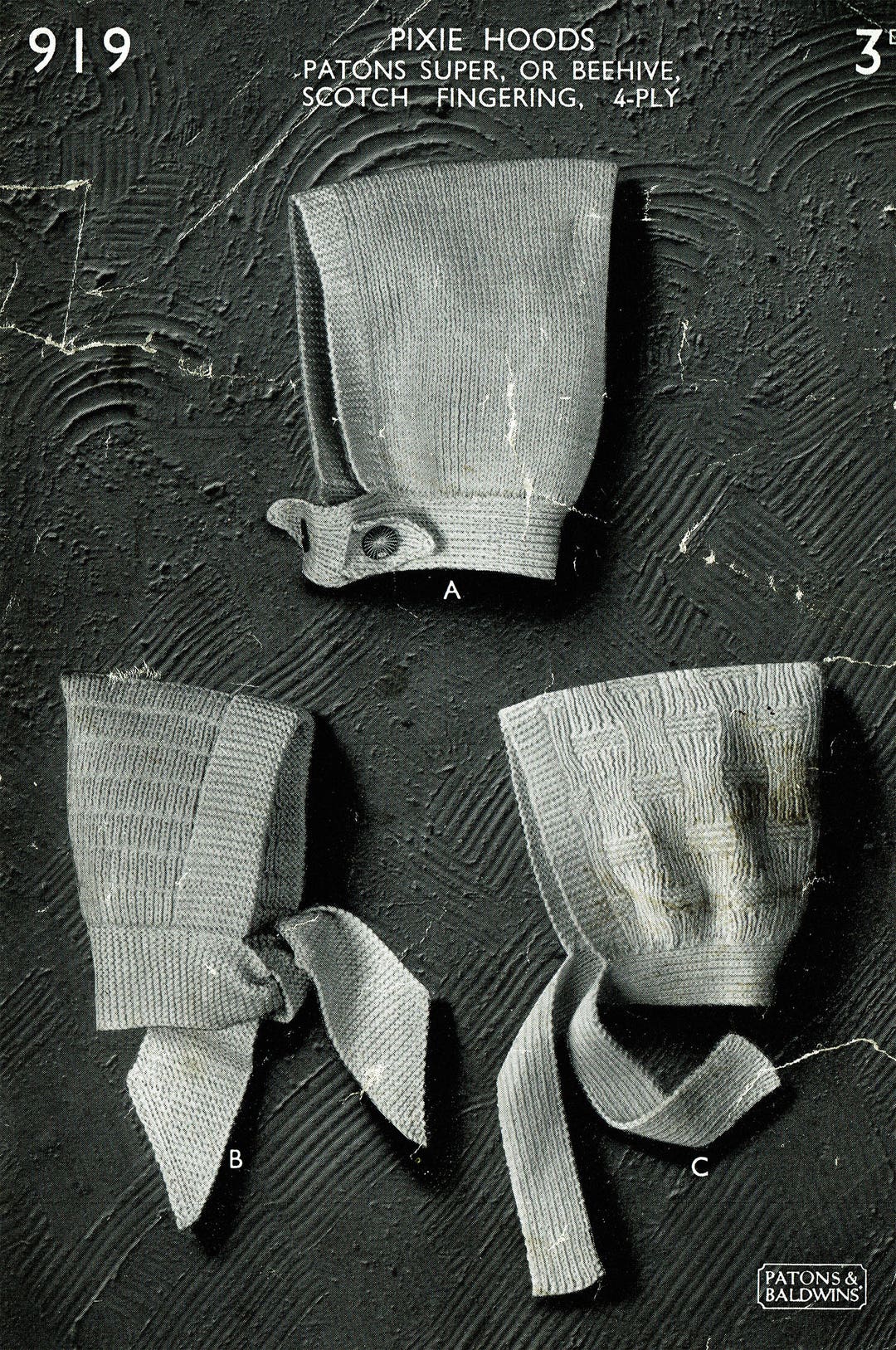 PDF Vintage 1940s Baby Pixie Hood Hat Knitting Pattern Ladies Womens ...