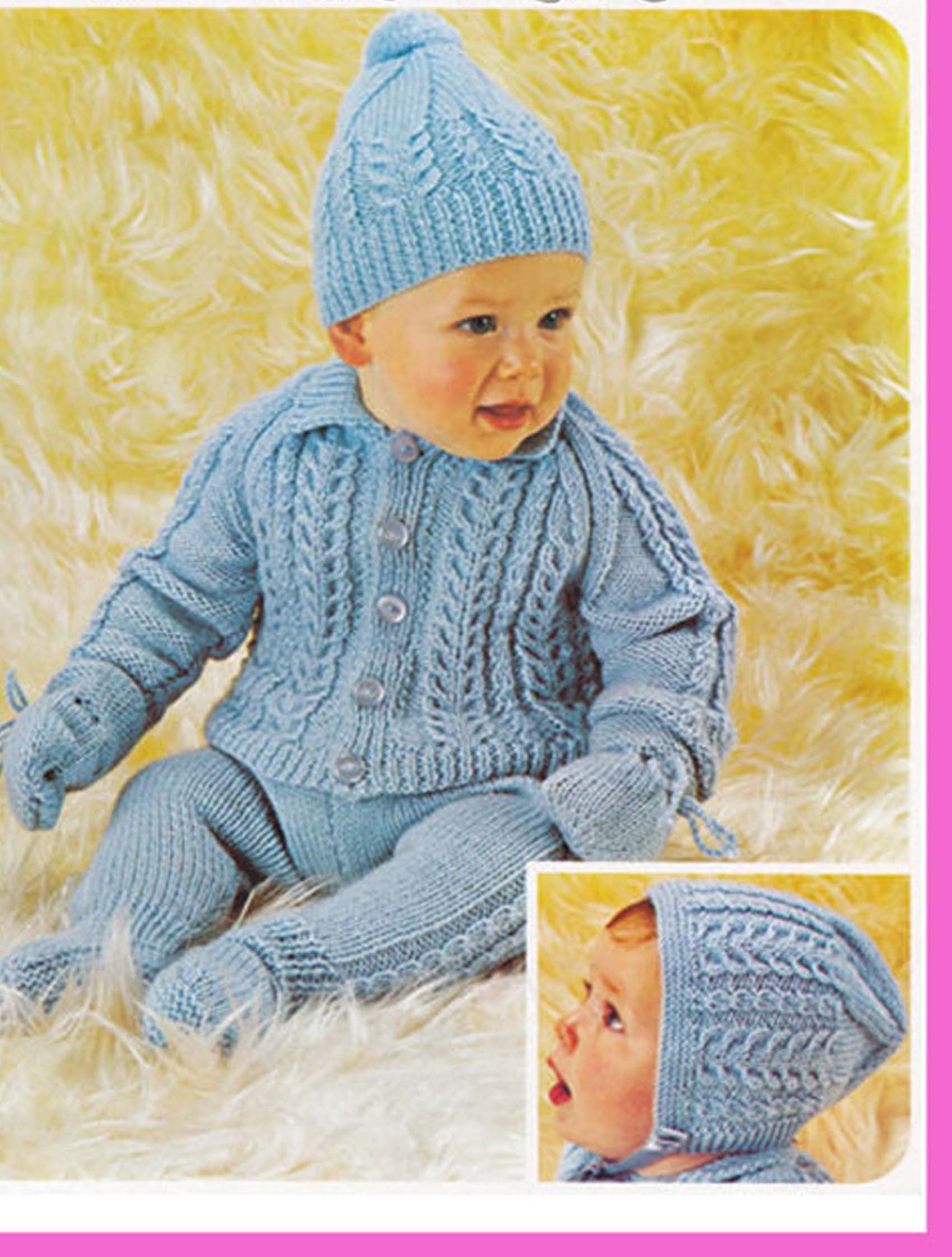 PDF Vintage Baby ARAN Knitting Pattern Lister Lee Baby Lovepram Set ...