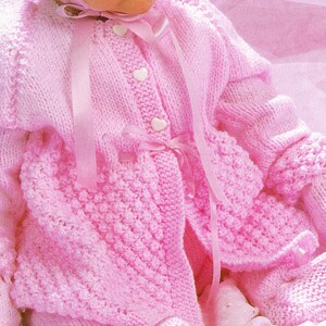 Pdf Baby Girl 'PRETTY-IN-PINK' Knitting Pattern Pram Set Matinee Coat ...