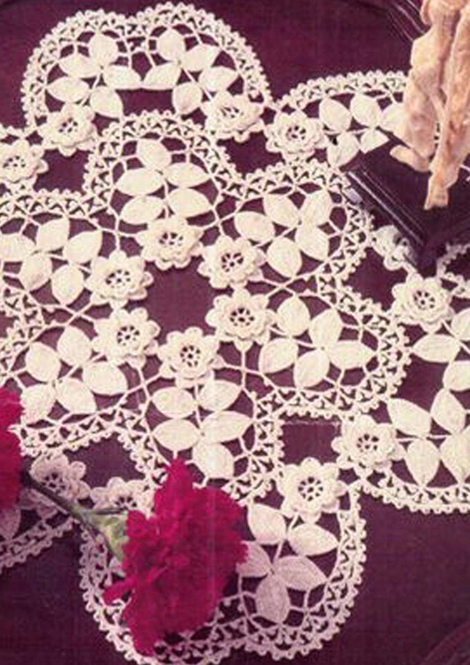 Vintage Irish Crochet Pattern Doily 3d Rose & Vines Flower | Etsy