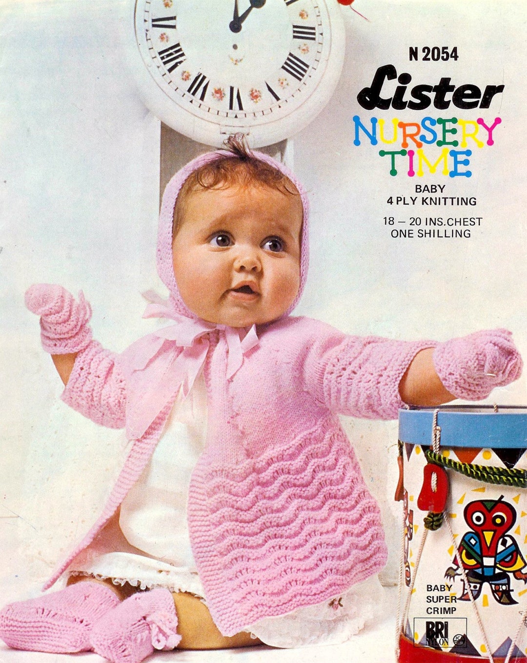 PDF Vintage Baby Knitting Pattern Matinee Bonnet Bootees Mittens Lacy ...