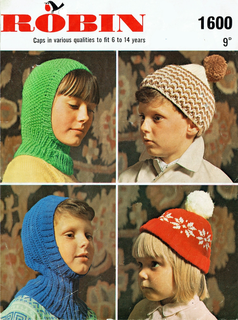 PDF Vintage Kids Childrens Balaclava Hats Knitting Pattern - Etsy