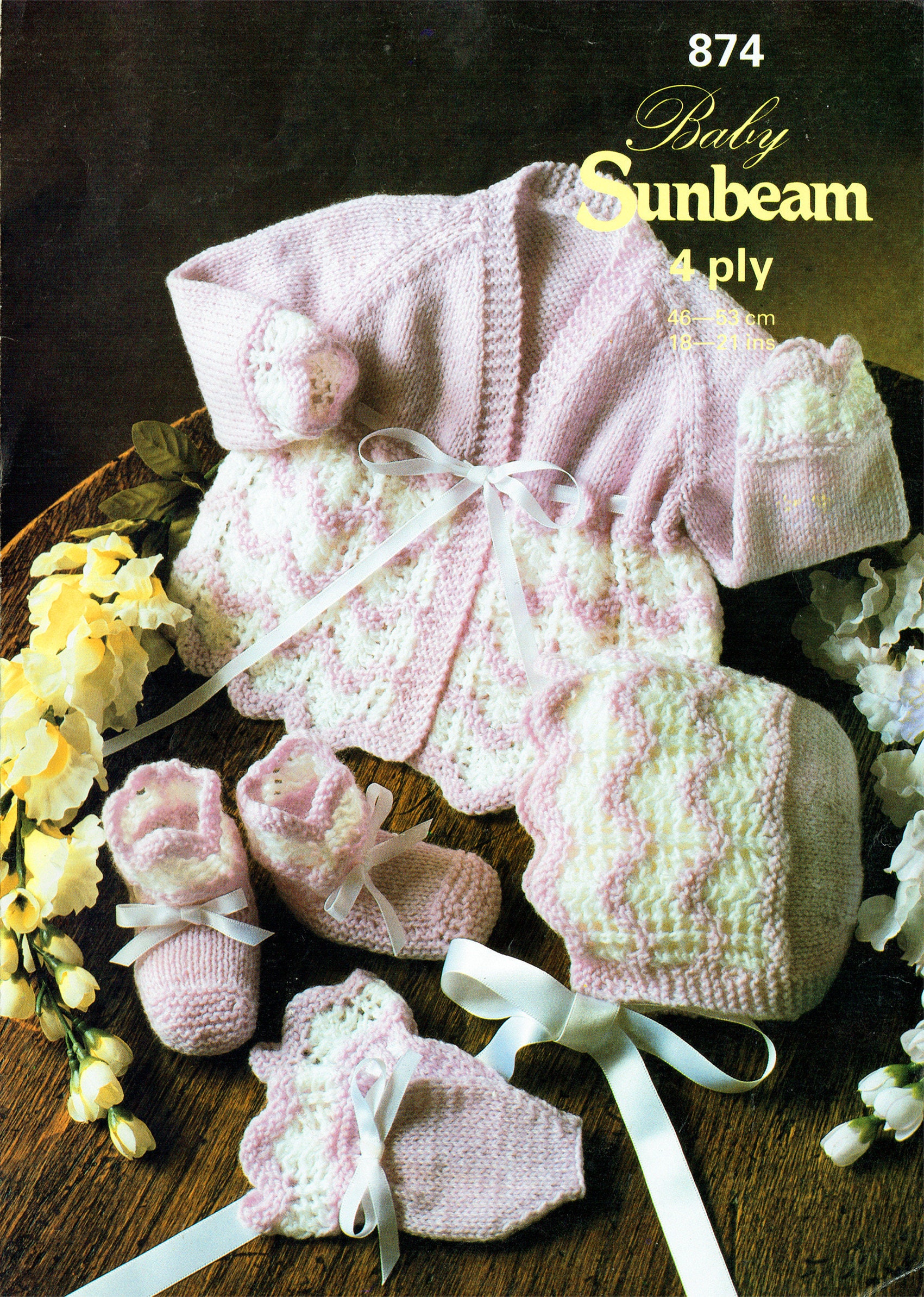 PDF Vintage Baby Knitting Pattern Matinee Lacy Pram Set Bonnet Bootees ...