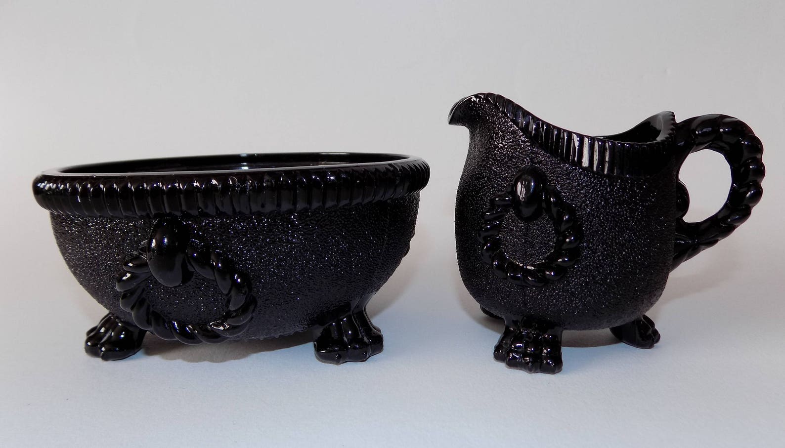 Antique, Victorian Sowerby Black Milk Glass Cream Jug & Sugar Bowl ...