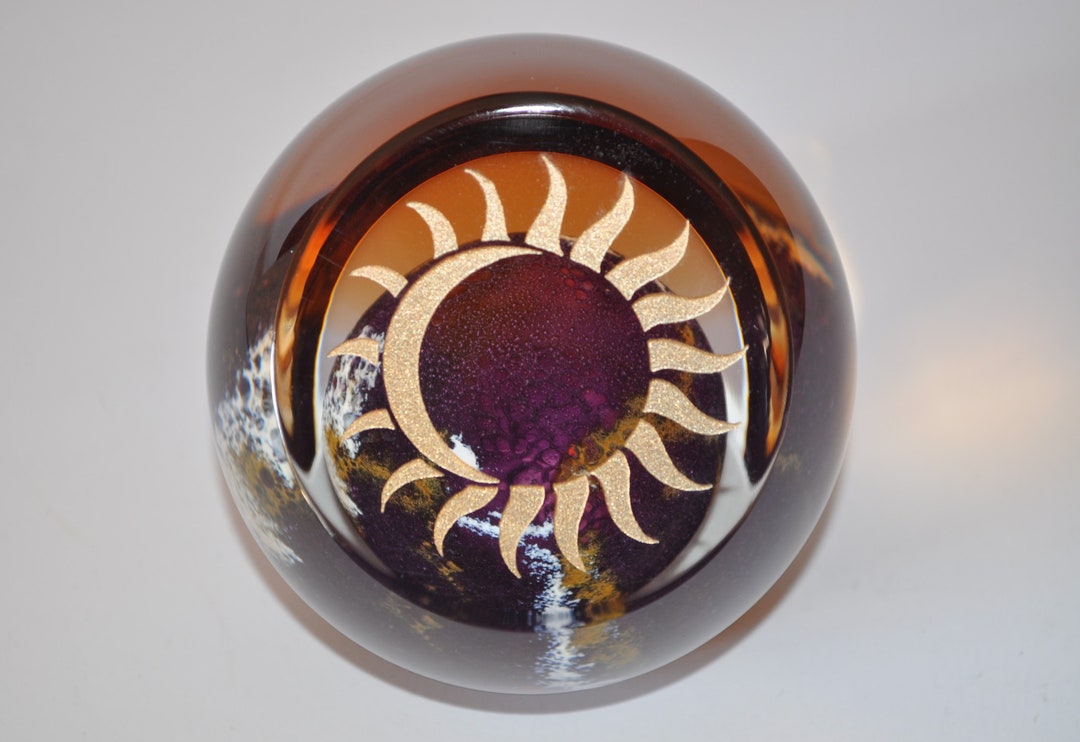 Vintage Caithness Glass "total Eclipse" Limited Edition Paperweight ...
