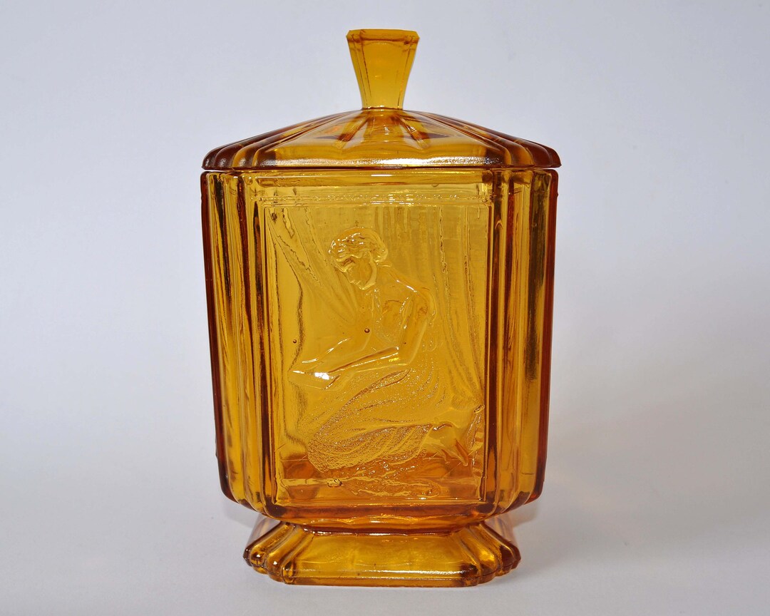 Vintage Art Deco Sowerby Glass Biscuit Jar "pandora's Box" 2544 - Etsy UK
