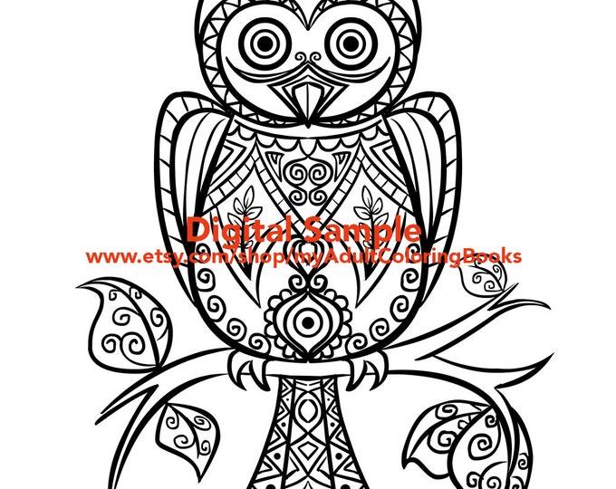 5 Owl Coloring Page, Whimsical Owl, Owl Art, Animal Coloring, Fantasy ...