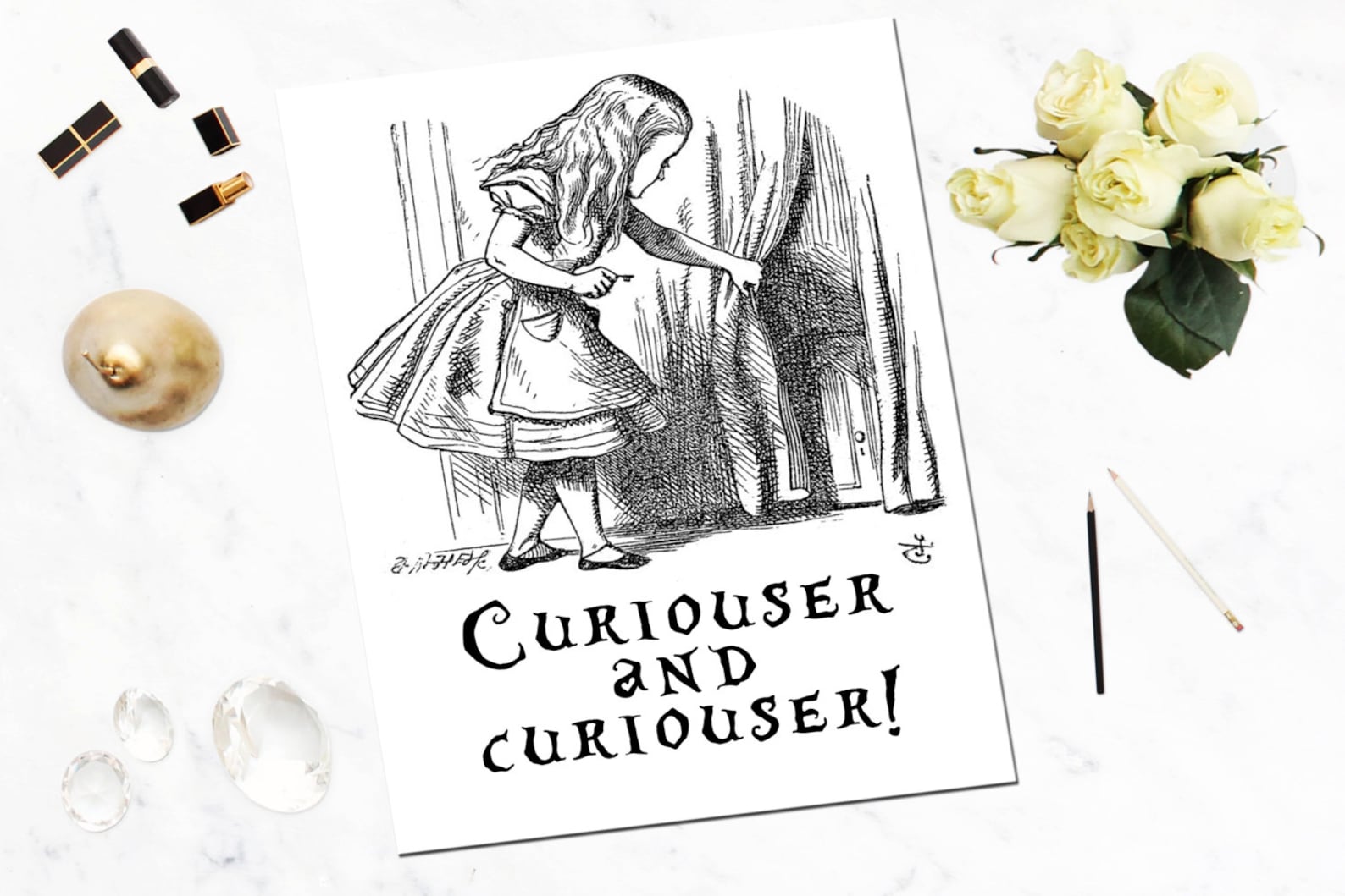 Alice In Wonderland Printable Curiouser And Curiouser Quote Etsy