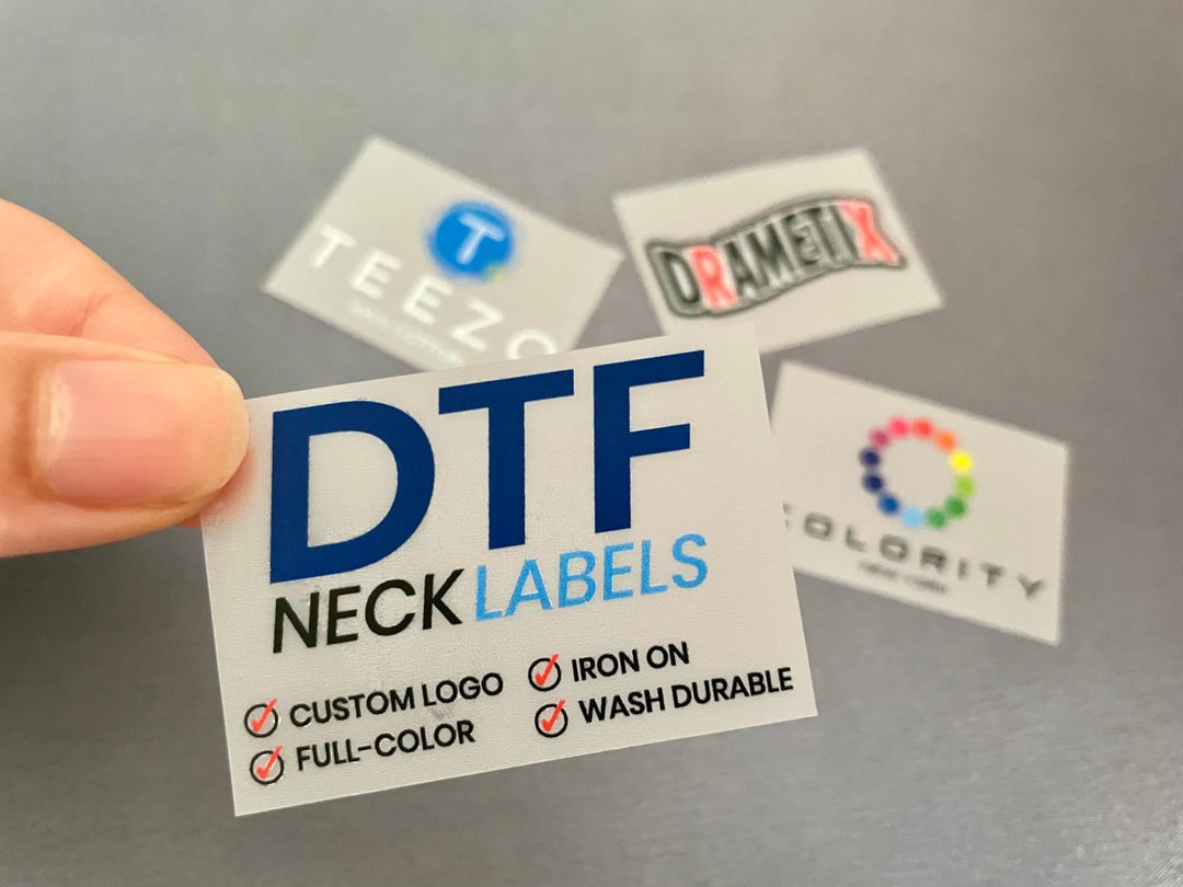 50+ Custom Heat Transfer Tags With Your Logo, Personalized DTF Neck ...