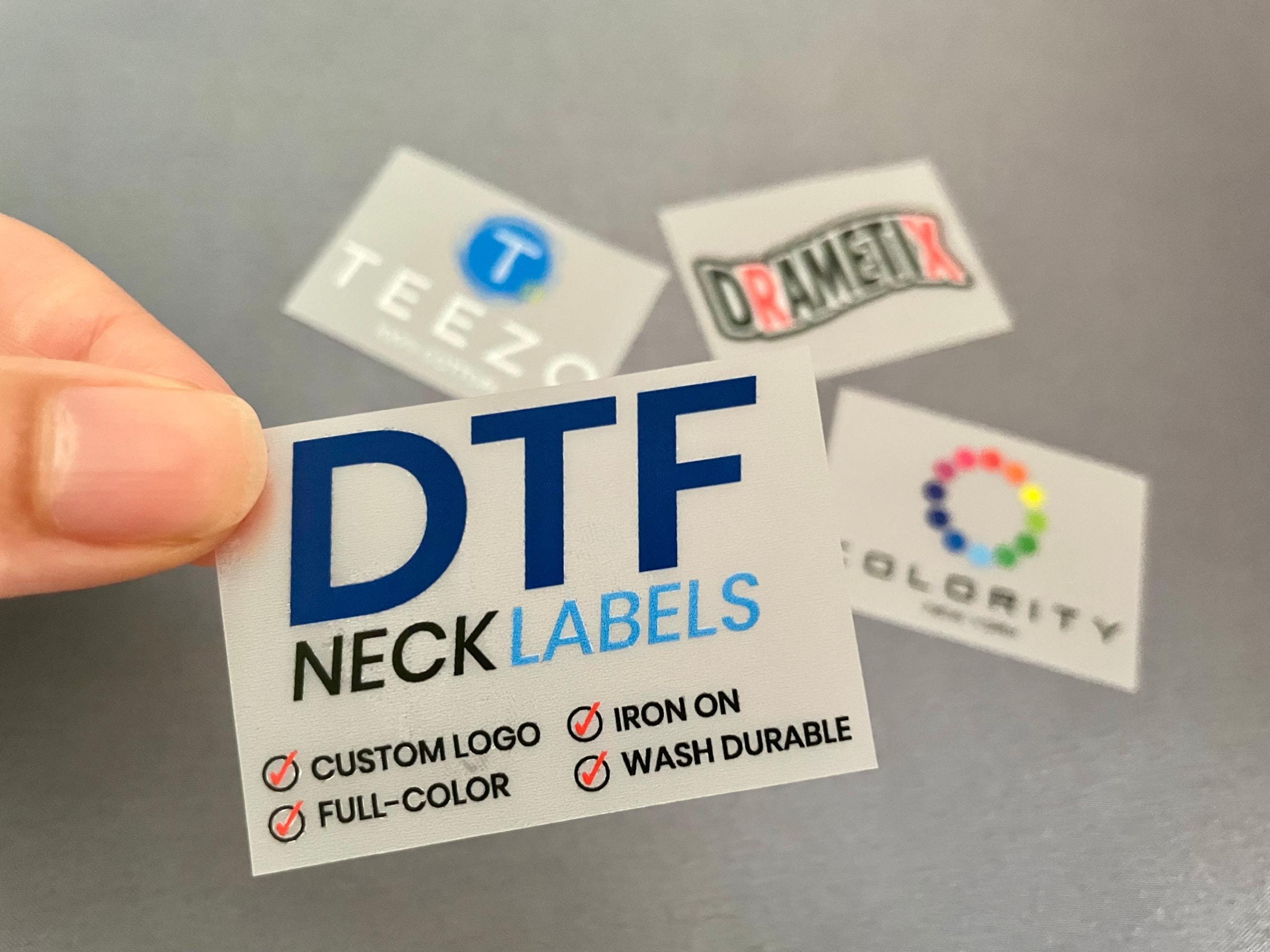 50+ Custom Heat Transfer Tags With Your Logo, Personalized DTF Neck ...