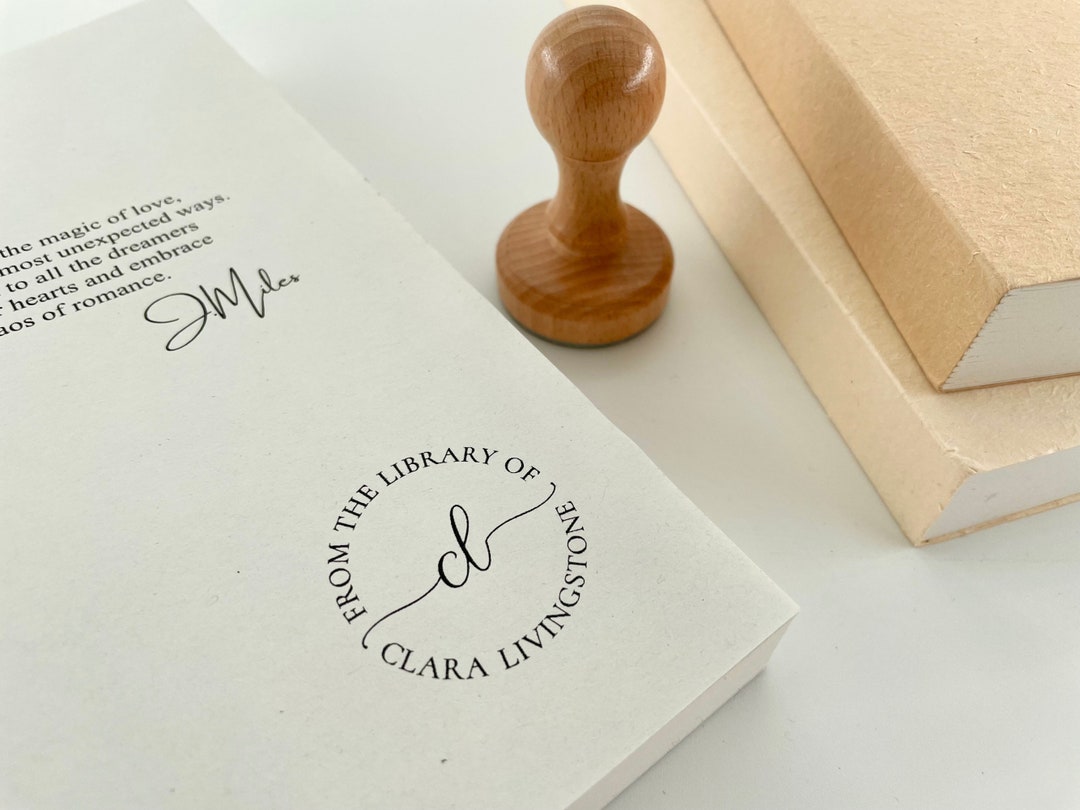 Personalized Book Stamp, Custom Library Stamp, Ex Libris Stamp, Wooden ...