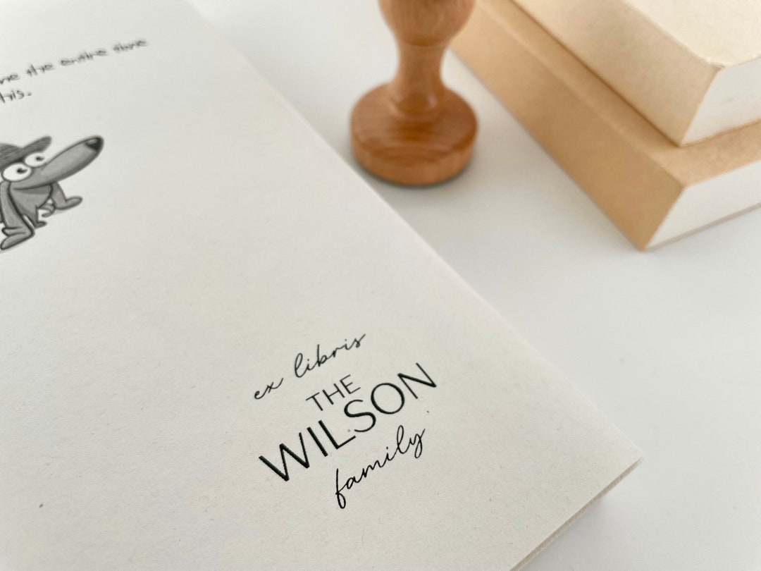 Family Book Stamp, Personal Library Stamp, Ex Libris Custom Wooden ...