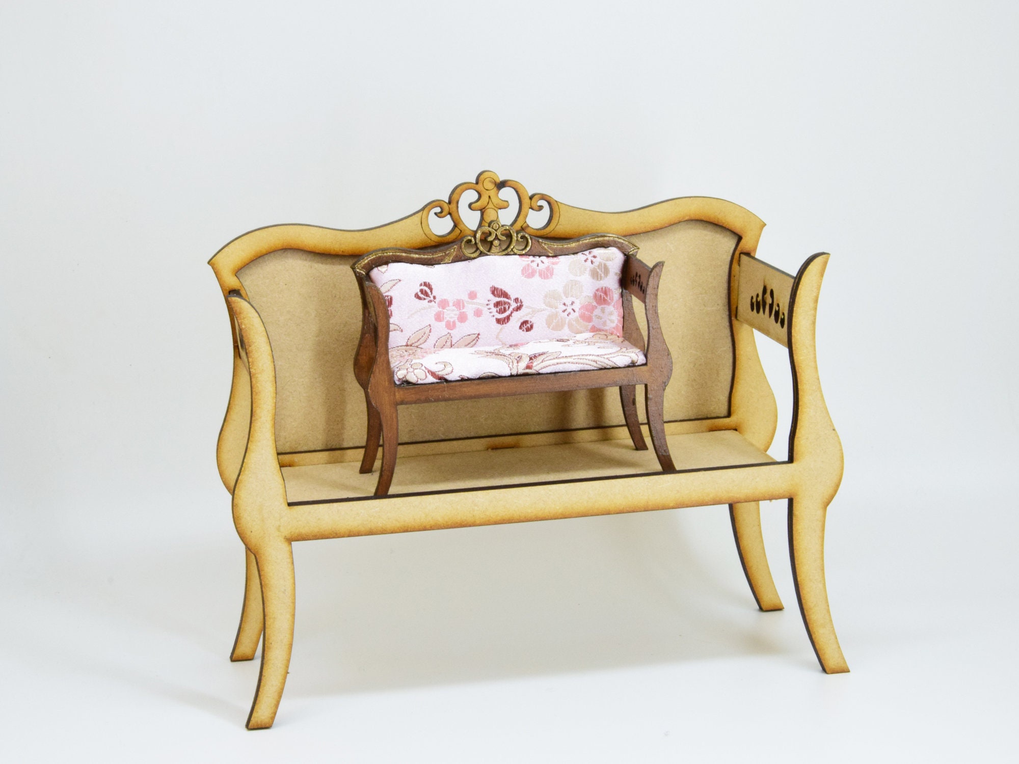 1:6 Scale Dollhouse Furniture Kit 12 Inch Doll Settee DIY - Etsy