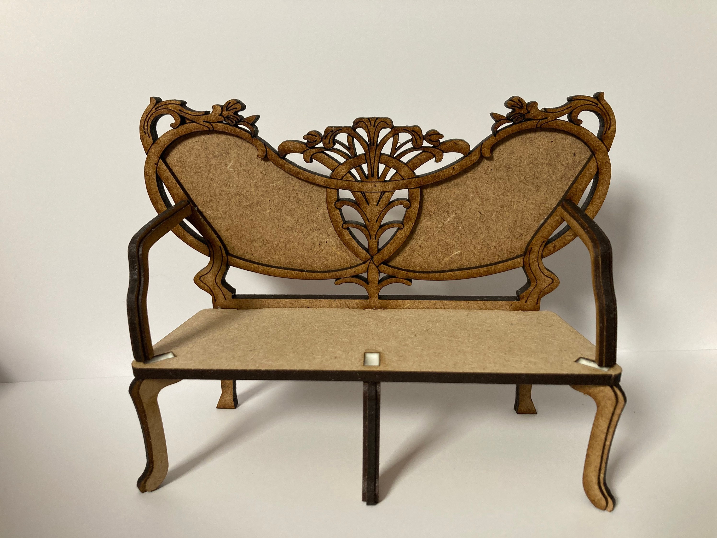1:12 Scale Miniature Dollhouse Settee Diy Kit , Art Nouveau Style ...