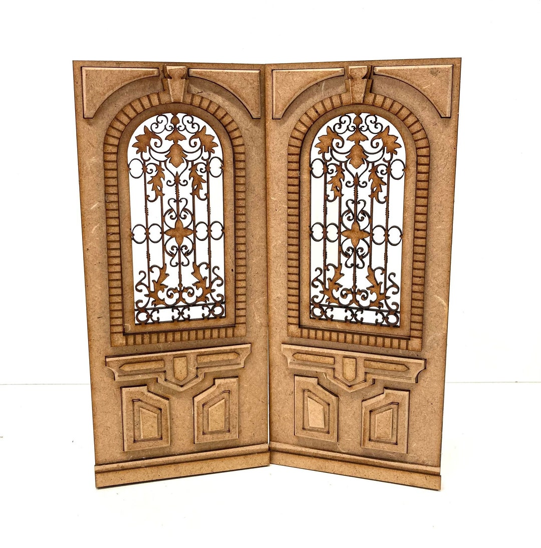 Dollhouse Miniature Entrance Door With Wrought Iron Look Grill, Diy Kit ...