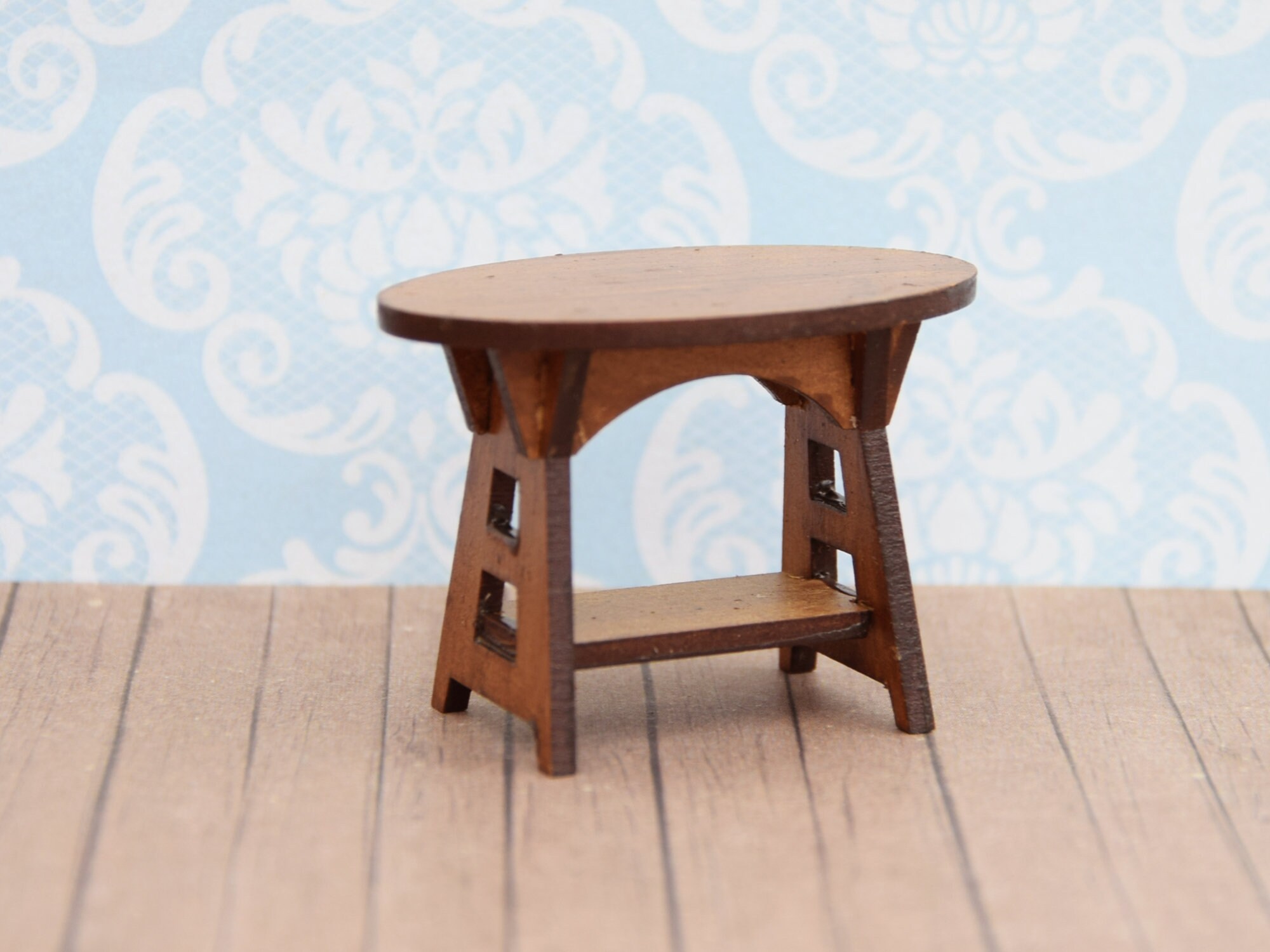 Dollhouse Miniatures Mission Style Stool Diy Kit 1:12 Scale, Midcentury ...