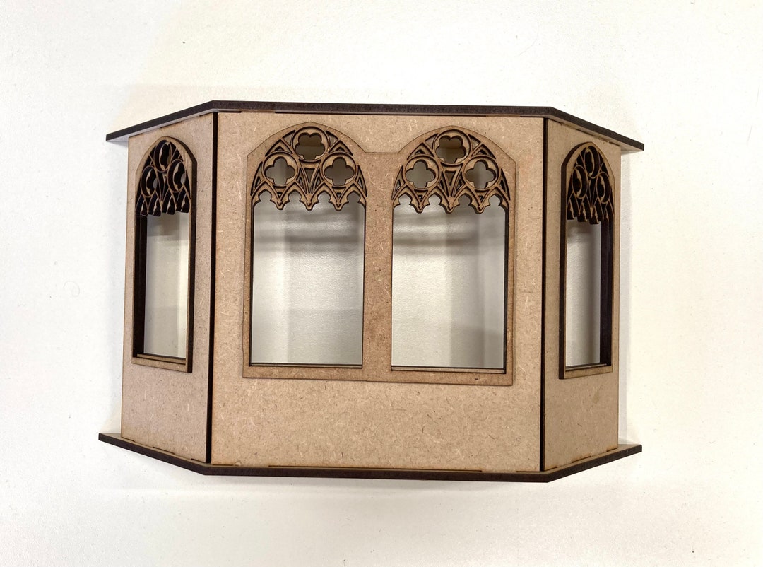 1:12 Dollhouse Miniature Gothic Bay Window Kit, Gothic Tracery Oriel ...