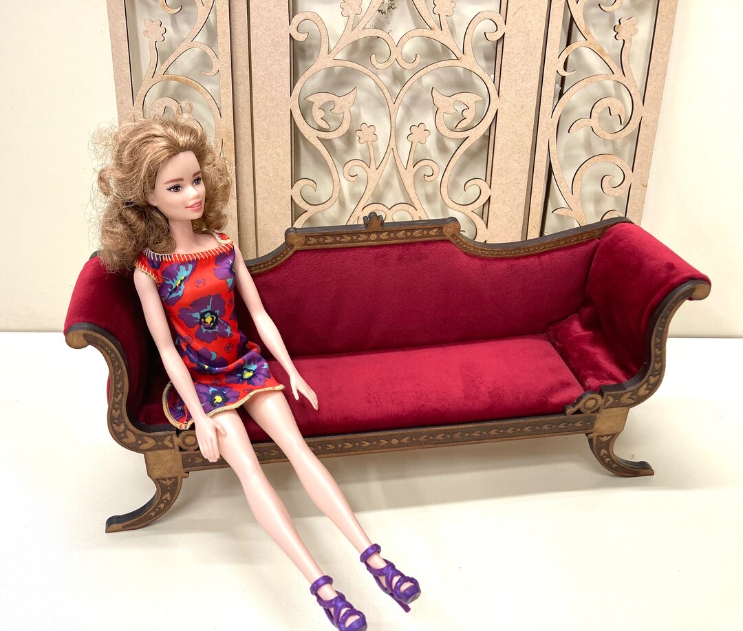 1:6 Scale Miniature Dollhouse Settee Diy Kit , Regency Style Miniature Couch Kit for 12 Inch ...