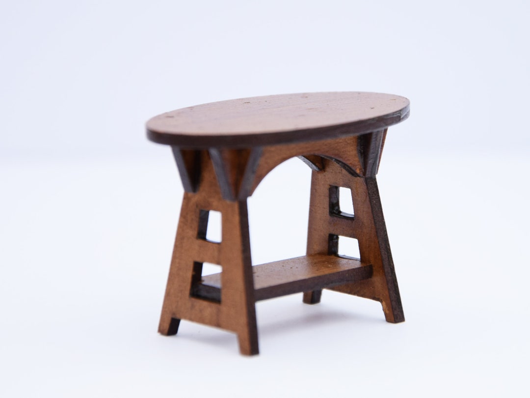 Dollhouse Miniatures Mission Style Stool Diy Kit 1:12 Scale, Midcentury ...